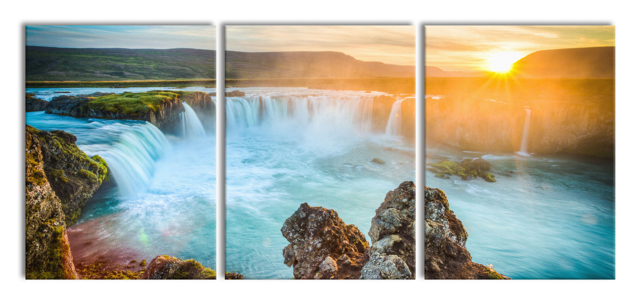 Wasserfall, XXL Leinwandbild als 3 Teiler— Pixxprint.de